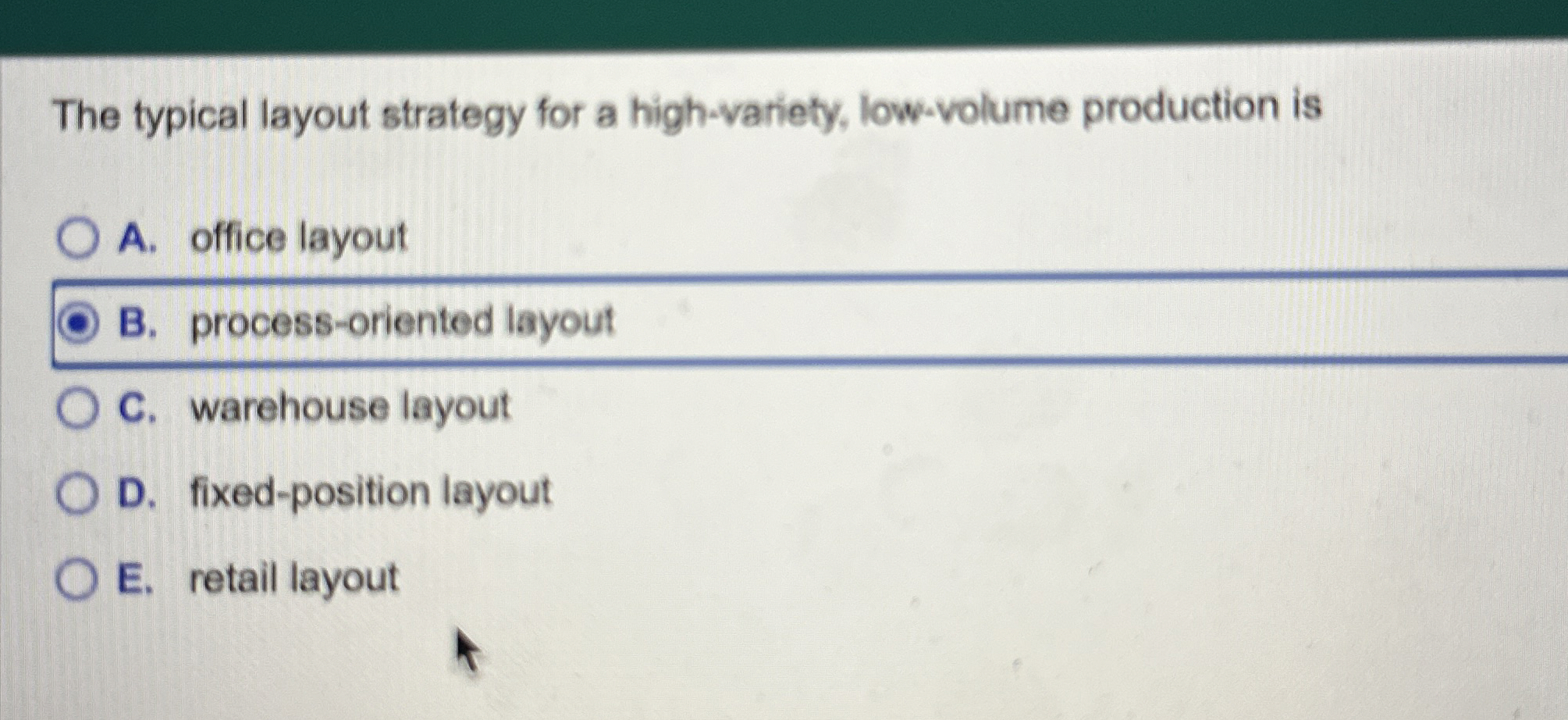 Solved The typical layout strategy for a high-variety, | Chegg.com