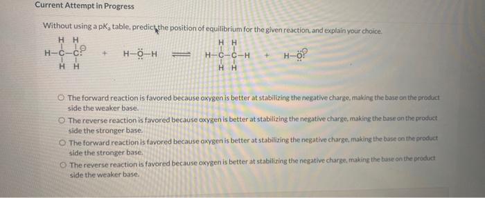 Solved Without using a pKa table, predict the position of | Chegg.com