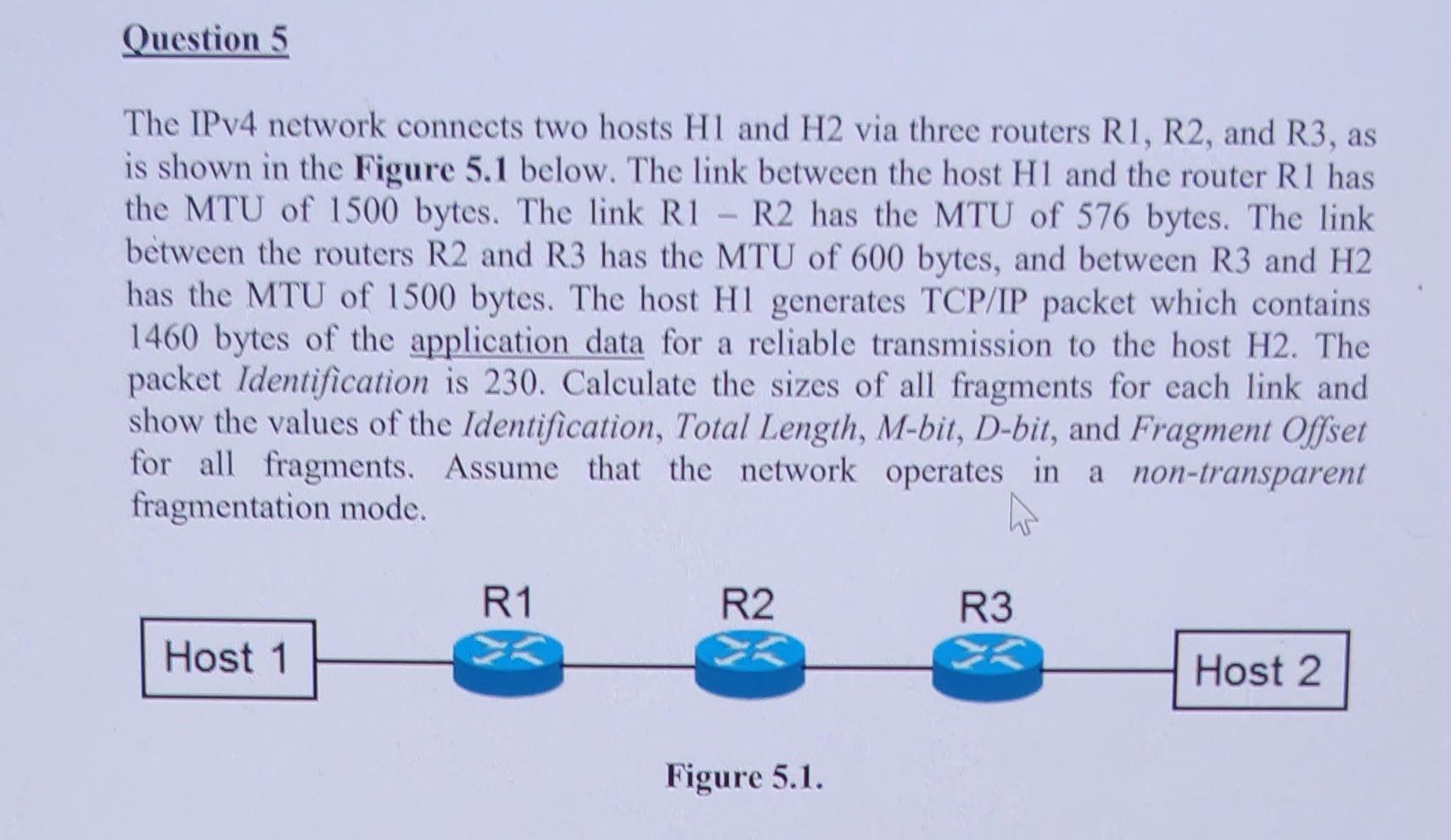 Solved The IPv4 network connects two hosts H1 and H2 via | Chegg.com