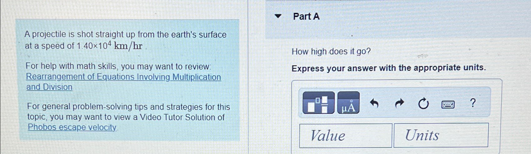 Solved Part AA projectile is shot straight up from the | Chegg.com