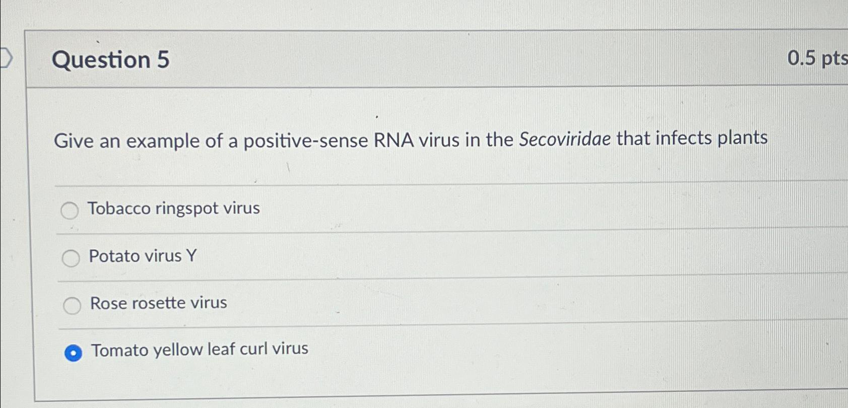 Solved Question 5Give an example of a positive-sense RNA | Chegg.com