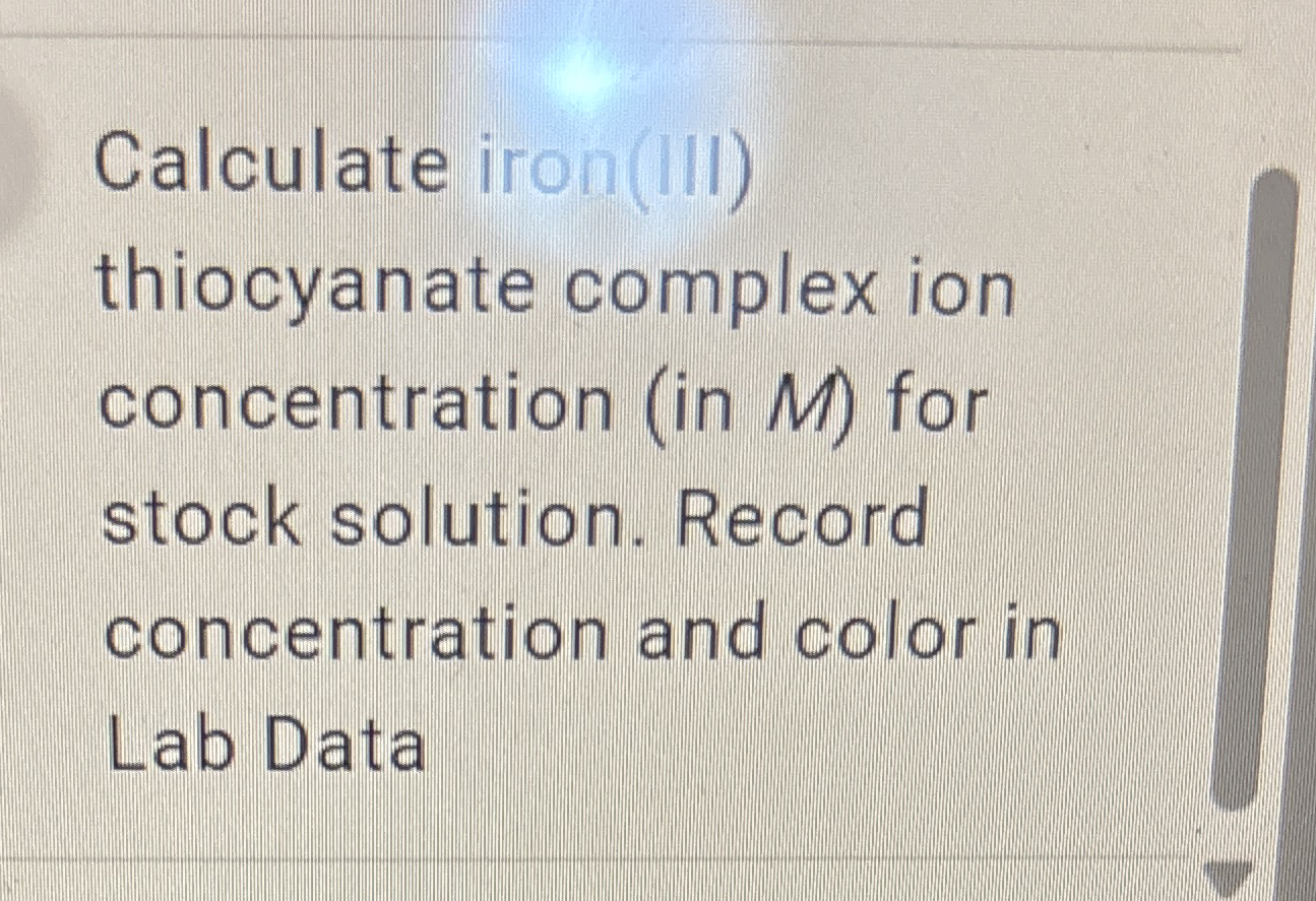 Calculate iron(III) ﻿thiocyanate complex ion | Chegg.com
