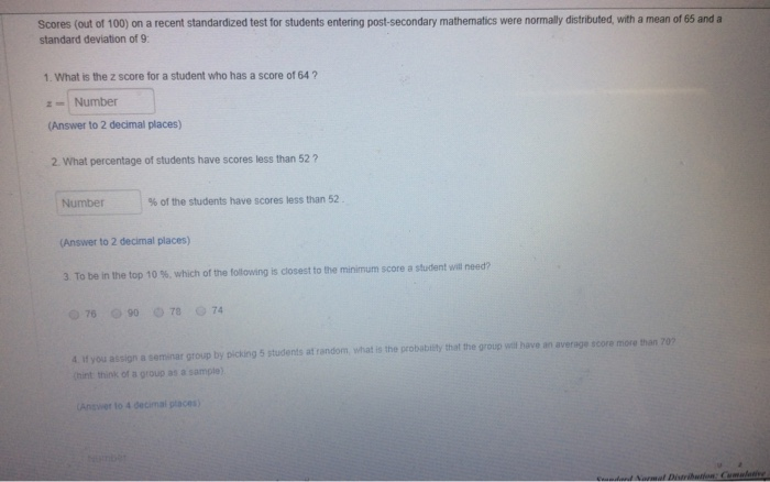 Solved Scores (out of 100) on a recent standardized test for | Chegg.com