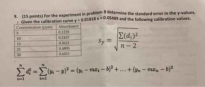 Solved 9. (15 points) For the experiment in problem 8 | Chegg.com