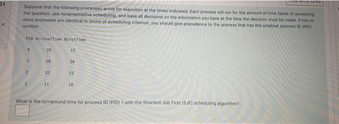 Solved Suppose that the folfowing processes arrive for | Chegg.com