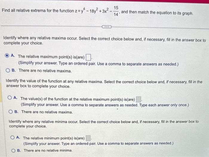 Solved Find all relative extrema for the function | Chegg.com