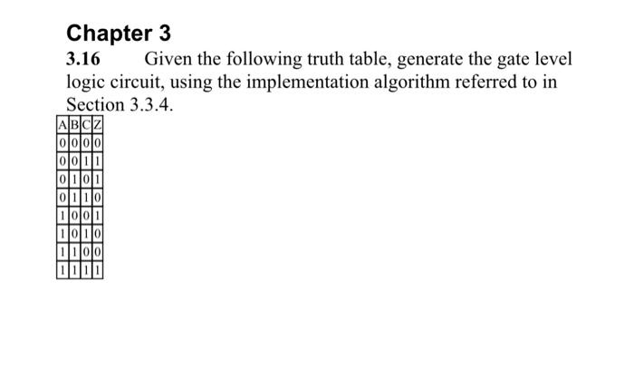 Solved Chapter 3 3.16 Given the following truth table, | Chegg.com