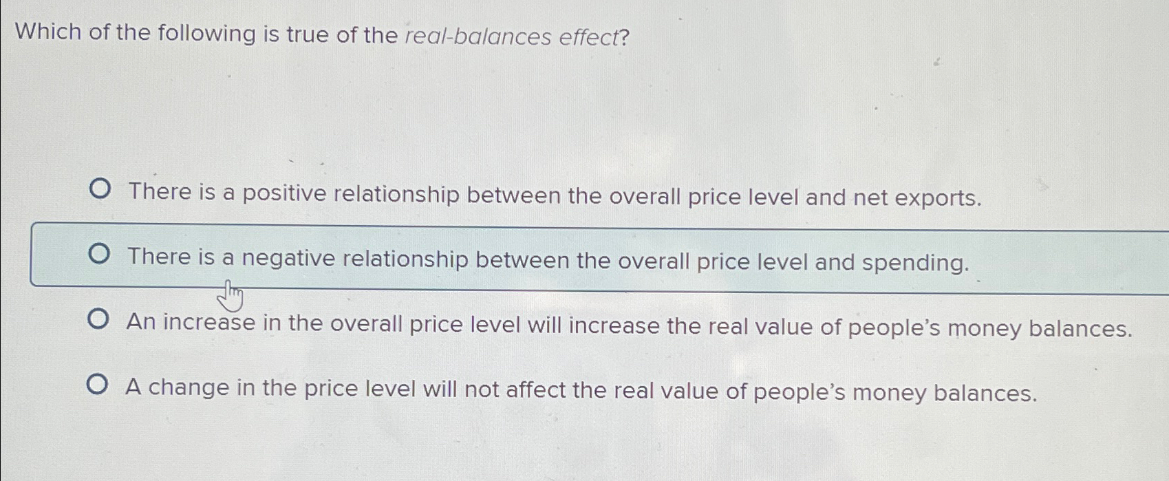 Solved Which of the following is true of the real-balances | Chegg.com