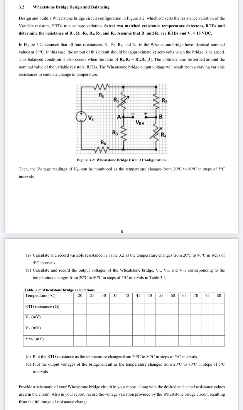 3.2 ﻿Wheatstone Bridge Design and BalancingDesign and | Chegg.com
