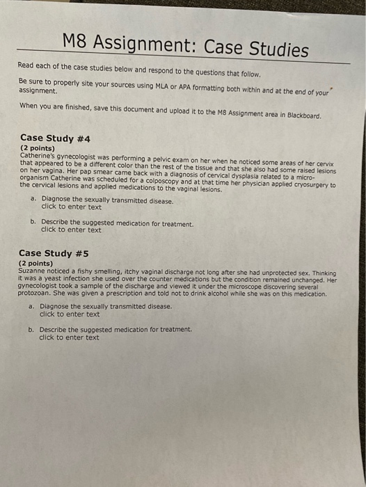 M8 Assignment: Case Studies Read each of the case | Chegg.com