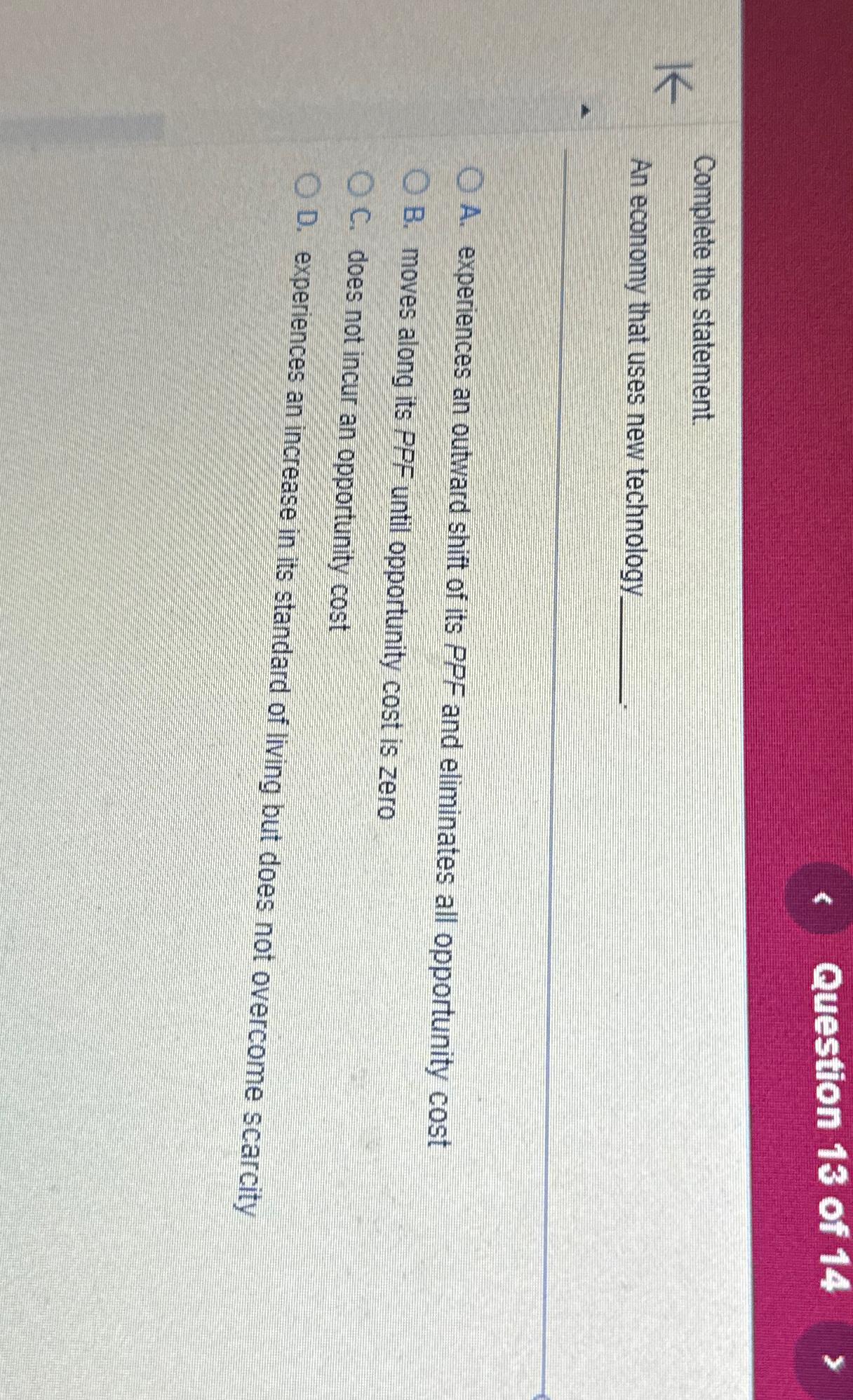 Solved Question 13 ﻿of 14Complete the statement.An economy | Chegg.com
