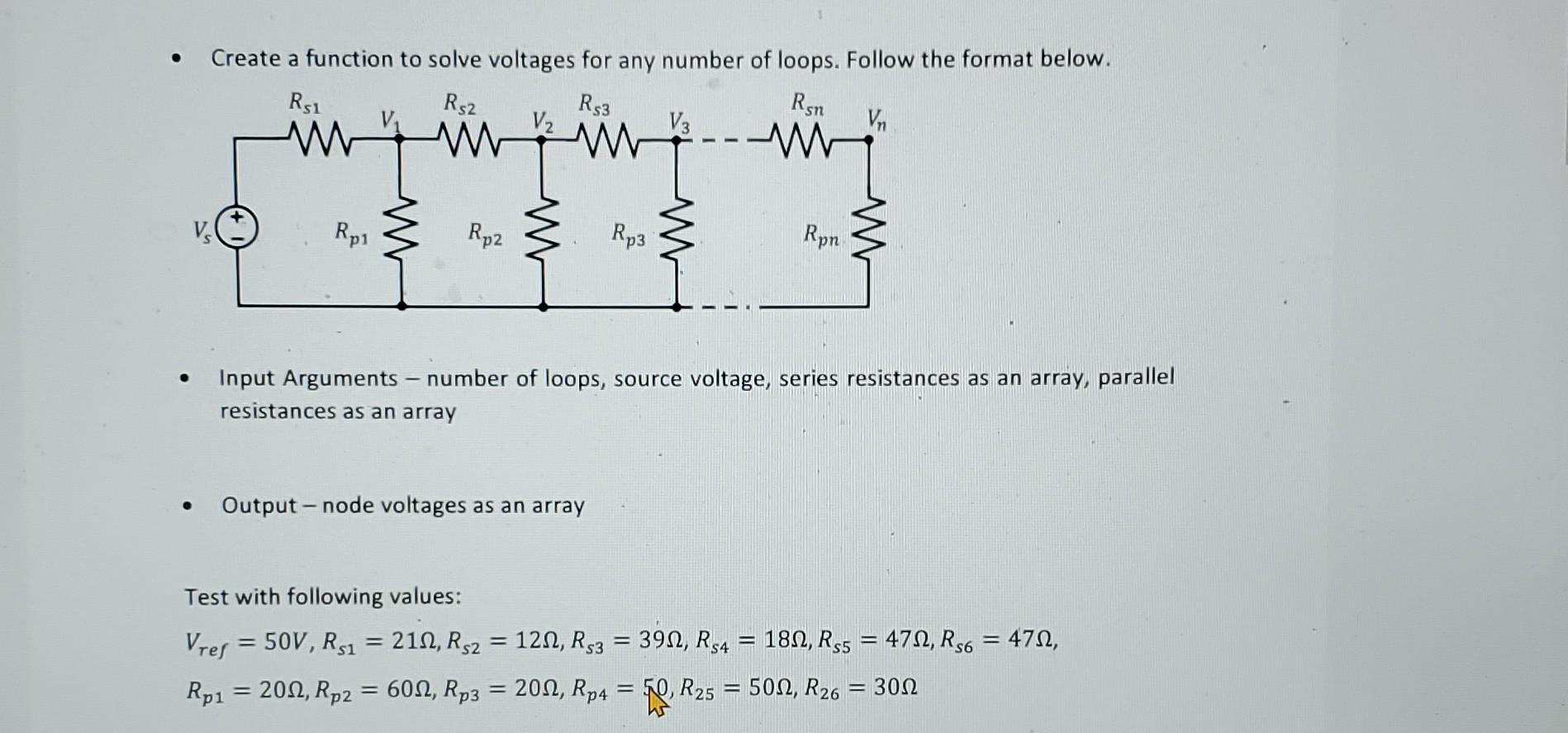 Solved - Create a function to solve voltages for any number | Chegg.com