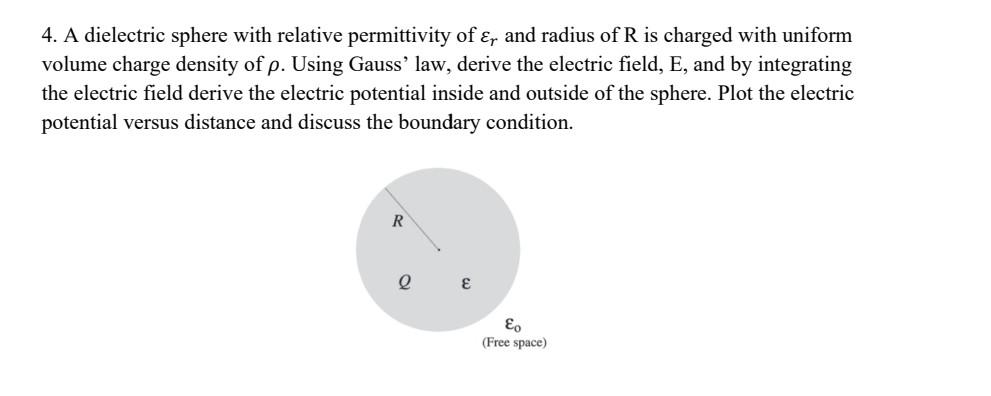 Solved 4. A dielectric sphere with relative permittivity of | Chegg.com