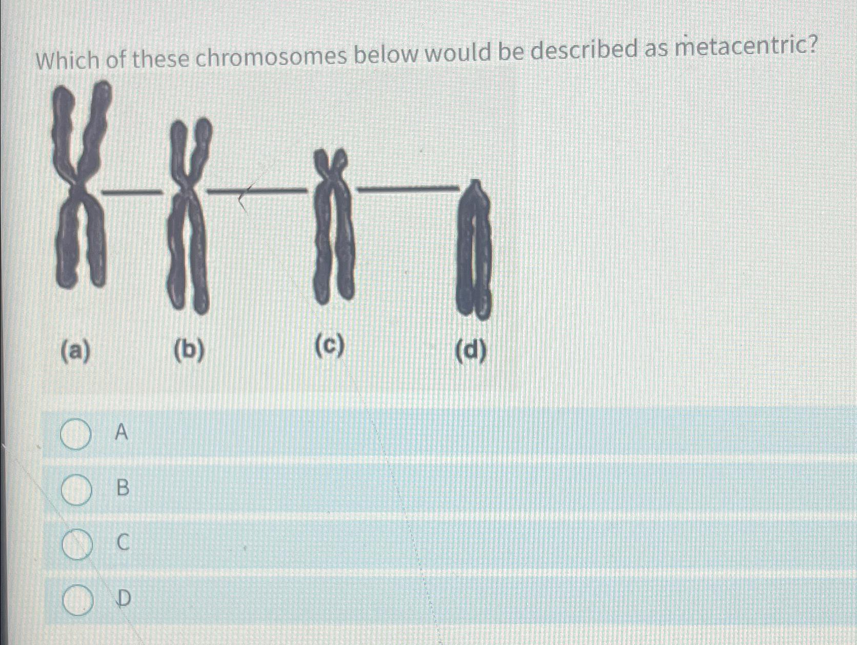 Solved Which of these chromosomes below would be described | Chegg.com