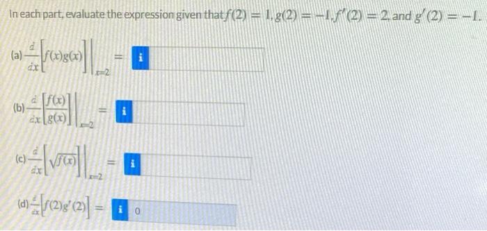 Solved In each part, evaluate the expression given that f(2) | Chegg.com