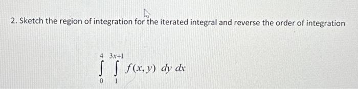 Solved 2. Sketch the region of integration for the iterated | Chegg.com