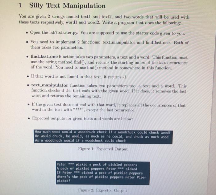 Solved 1 Silly Text Manipulation You are given 2 strings | Chegg.com