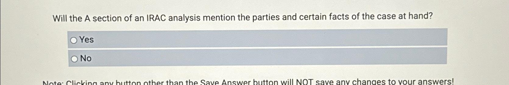 Solved Will the A section of an IRAC analysis mention the | Chegg.com