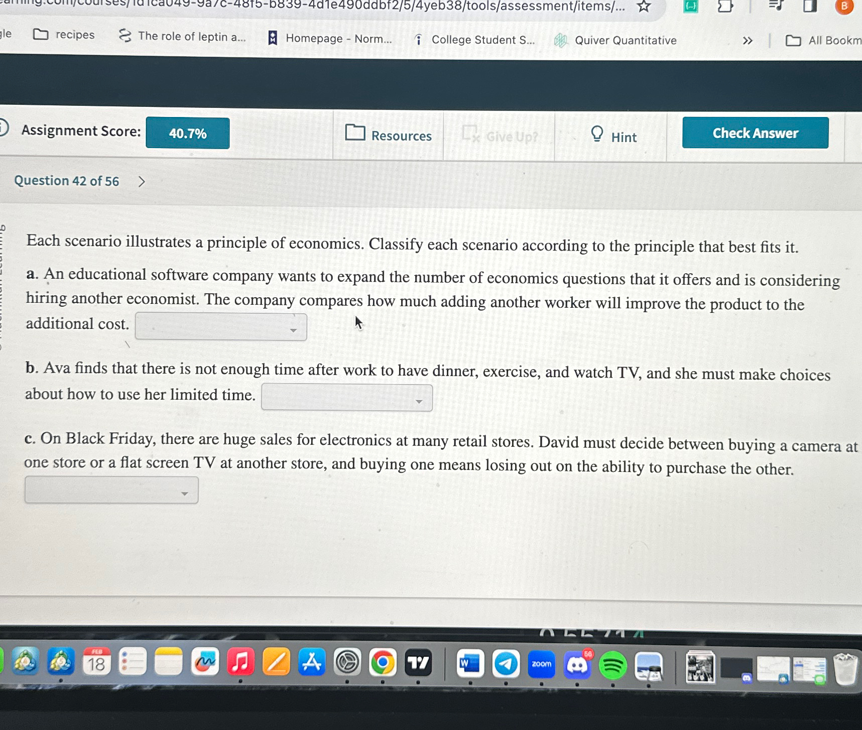 Solved Assignment Score:ResourcesHintQuestion 42 ﻿of 56Each | Chegg.com