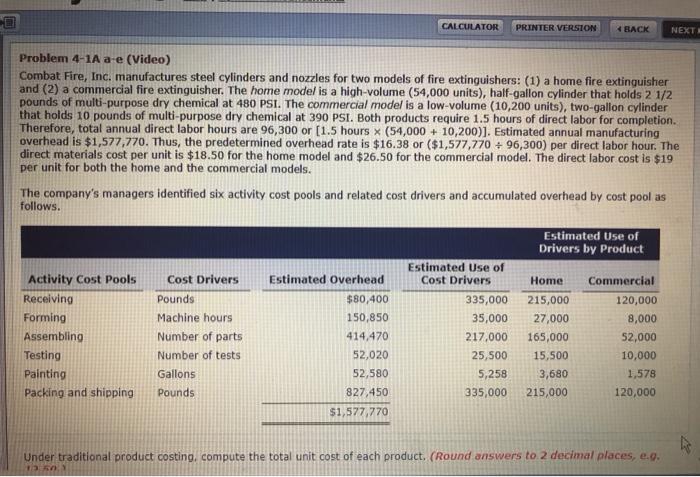 Solved CALCULATOR PRINTER VERSION | Chegg.com