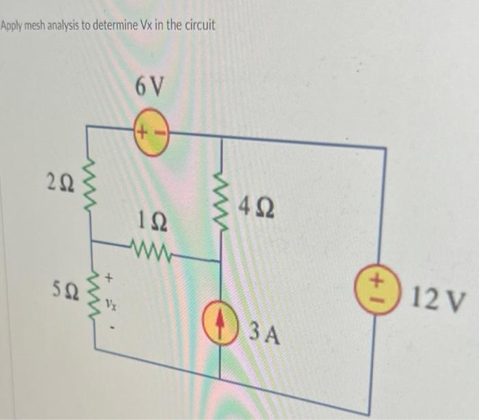 Solved Apply mesh analysis to determine Vx in the circuit | Chegg.com