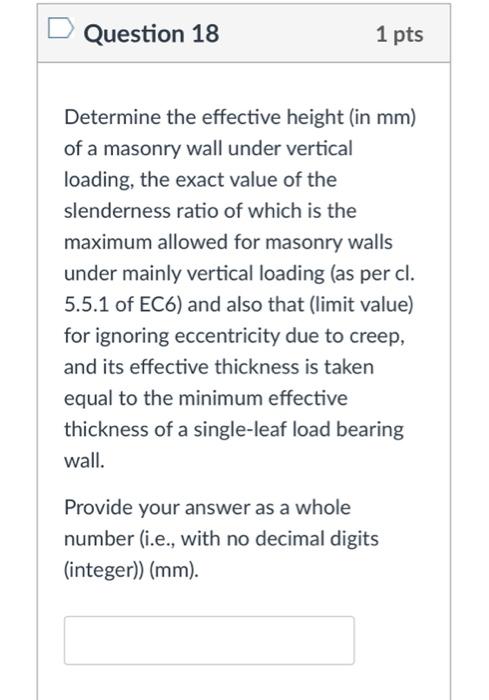 Solved Question 18 1 pts Determine the effective height (in | Chegg.com