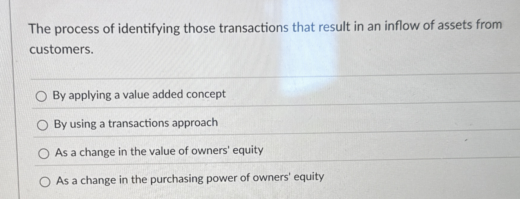 Solved The process of identifying those transactions that | Chegg.com