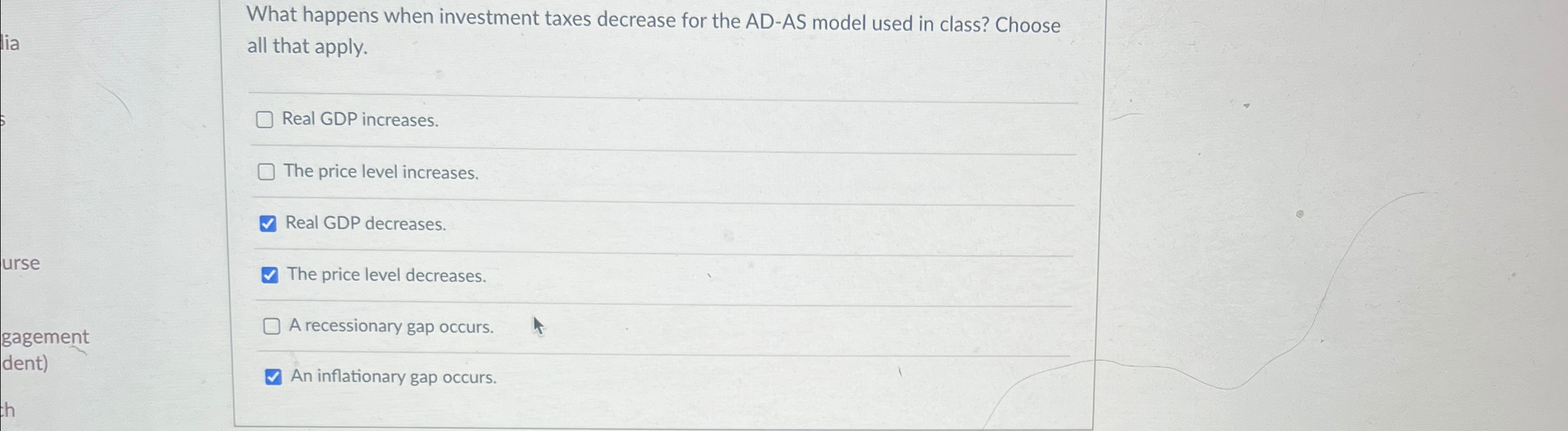 Solved What happens when investment taxes decrease for the | Chegg.com