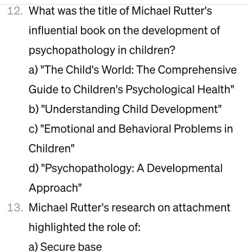 Solved What was the title of Michael Rutter's influential | Chegg.com