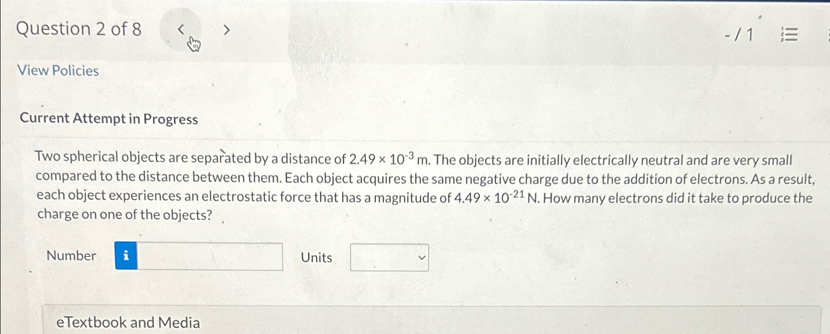 Solved Question 2 ﻿of 8View PoliciesCurrent Attempt in | Chegg.com