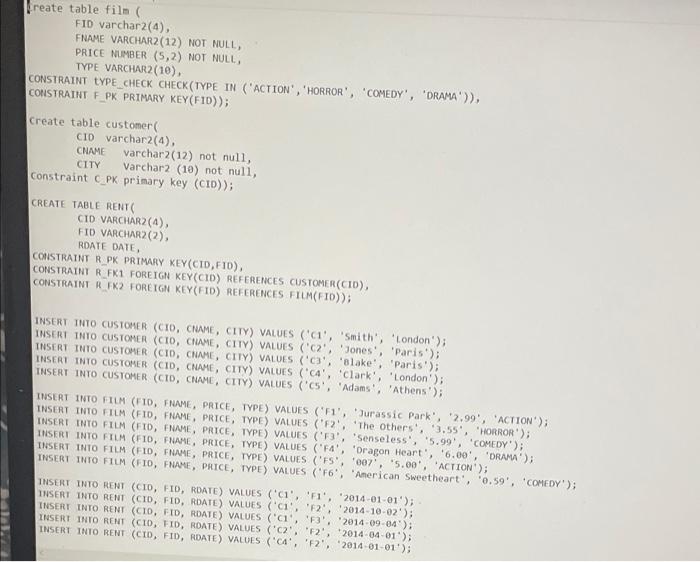 Solved use this SQL statement which is shown under this text | Chegg.com