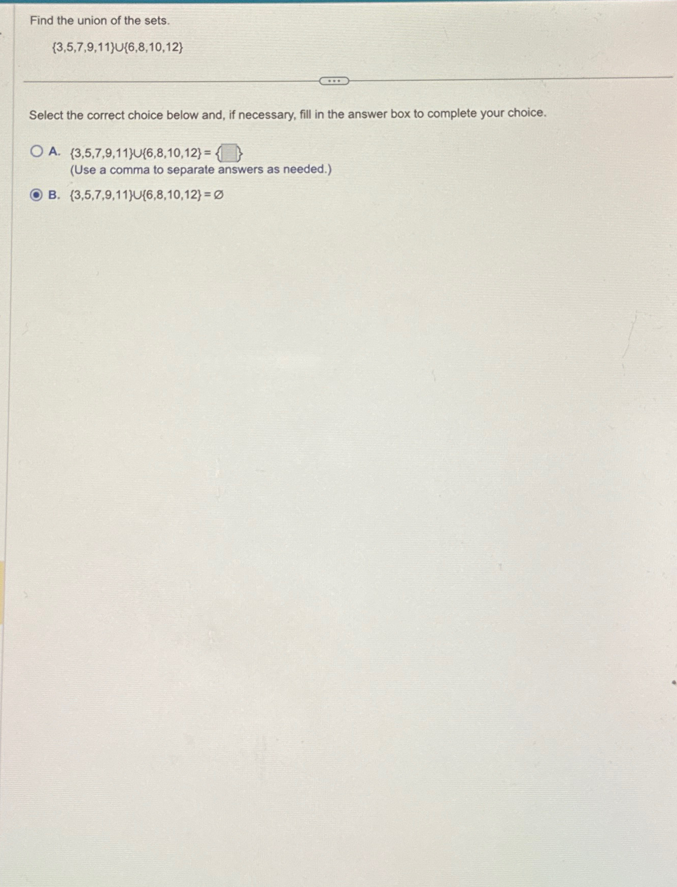 Solved Find the union of the | Chegg.com