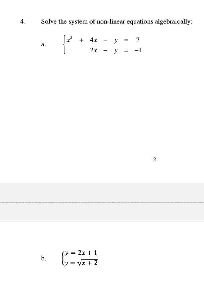 Solved Solve The System Of Non Linear Equations