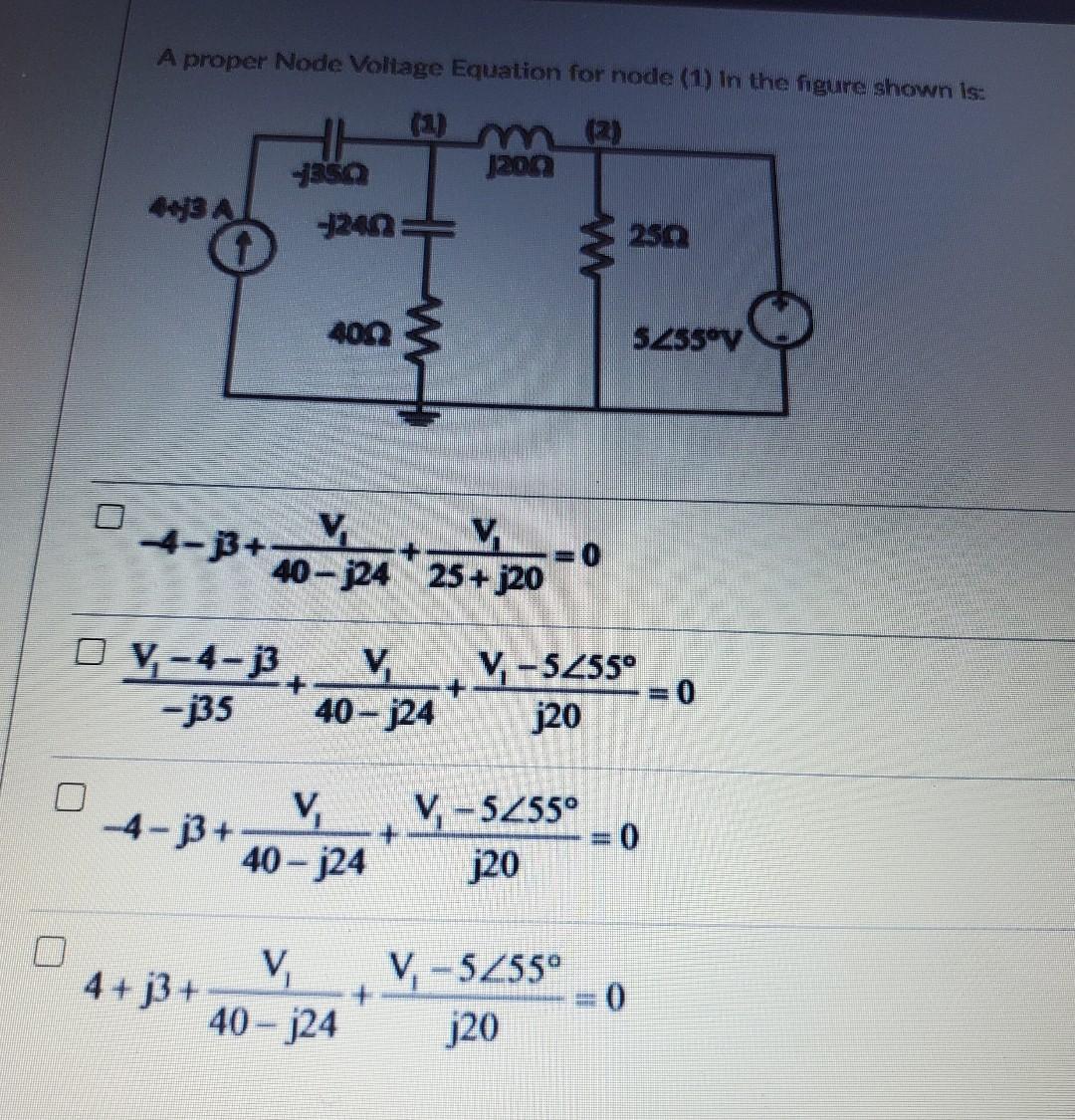 Solved A proper Node Voltage Equation for node (1) in the | Chegg.com