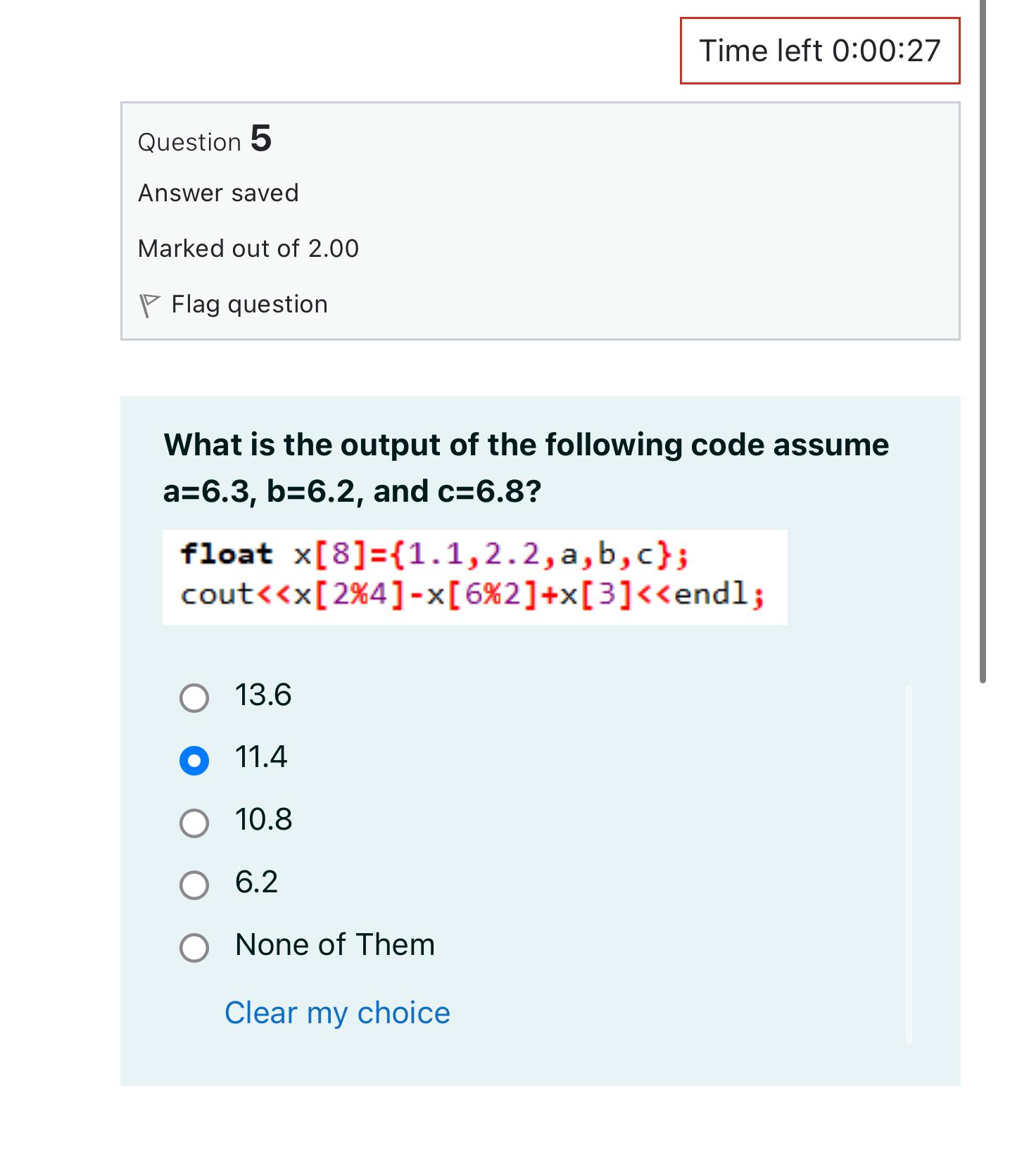 Solved Question 5Answer savedMarked out of 2.00Flag | Chegg.com