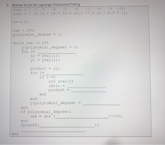 5 Matlab Script For Lagrange Polynomial Fitting Xval