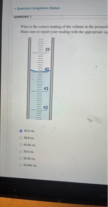 Solved What is the correct reading of the volume in the | Chegg.com