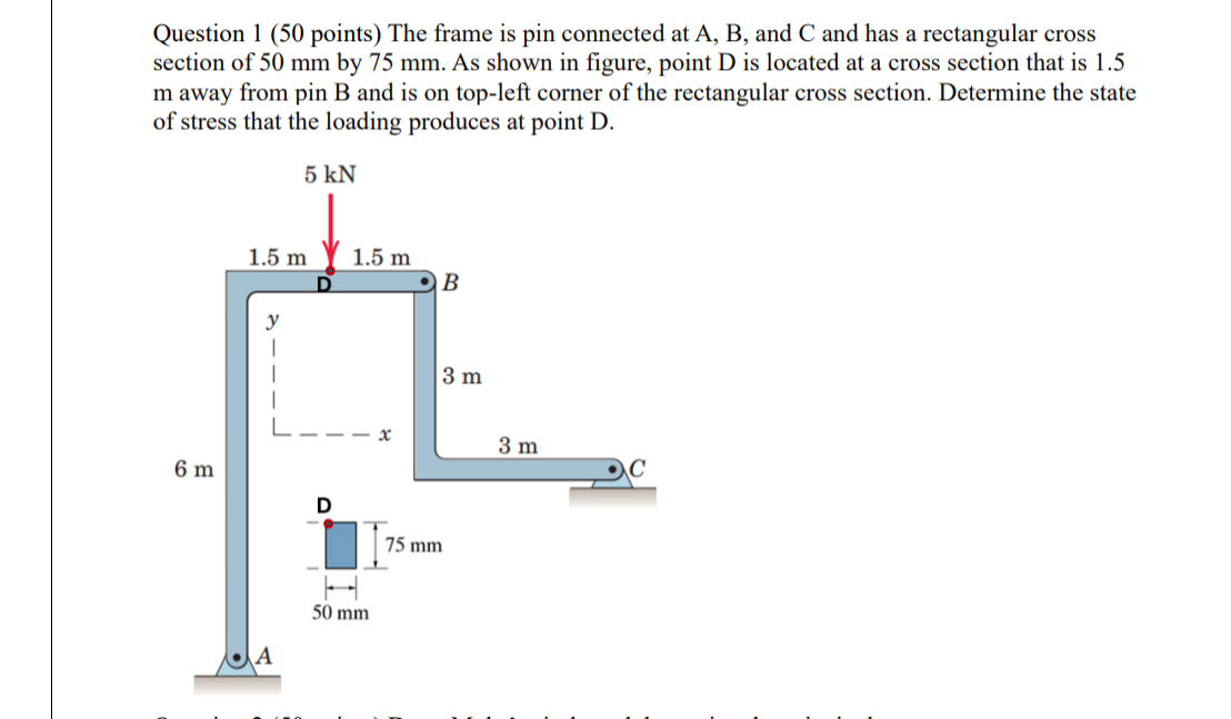 Solved Question 1 (50 ﻿points) ﻿The frame is pin connected | Chegg.com