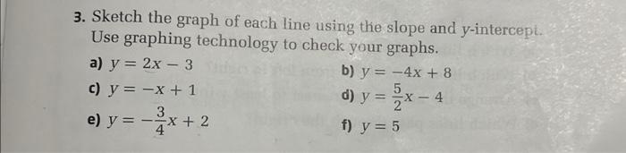 Solved 3. Sketch the graph of each line using the slope and | Chegg.com