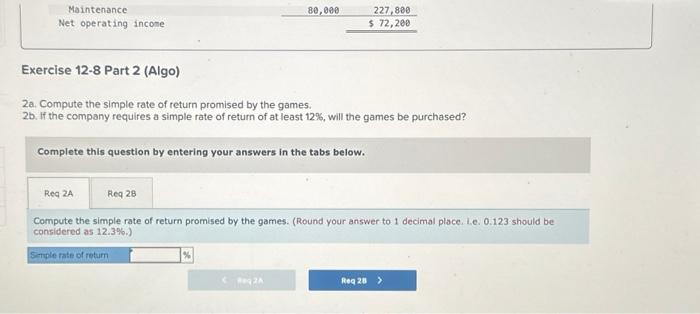 Solved Required information Exercise 12-8 (Algo) Payback | Chegg.com