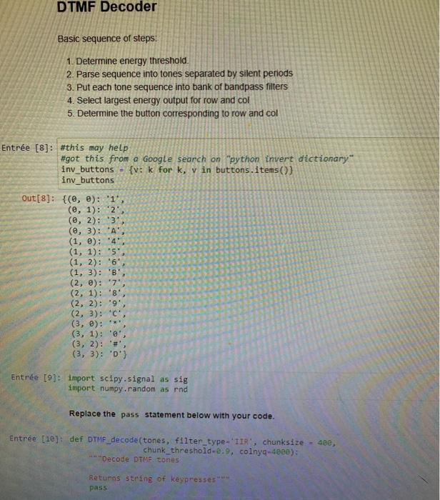 Reference DTMF encoder Here is a reference DTMF | Chegg.com