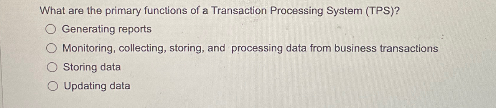 Solved What are the primary functions of a Transaction | Chegg.com