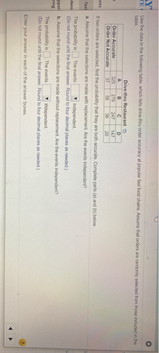 Solved Y' TE Use the data in the following table, which | Chegg.com
