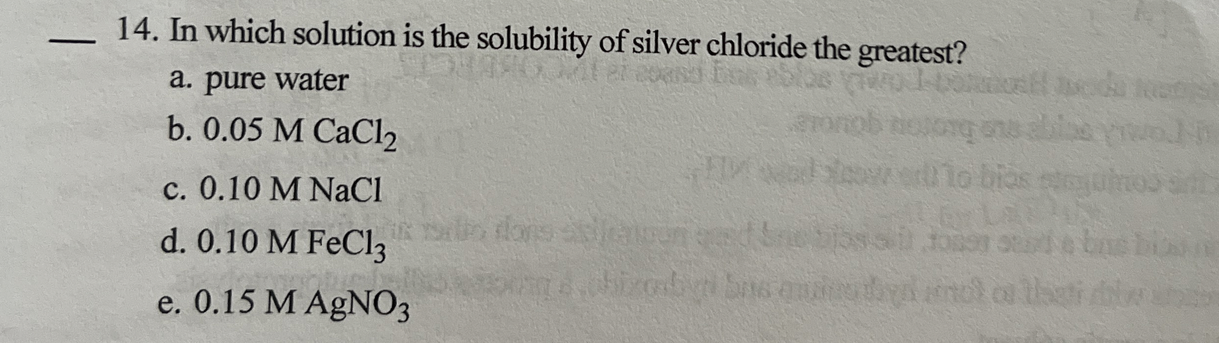Solved In which solution is the solubility of silver | Chegg.com