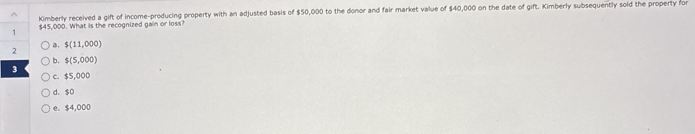 Solved Kimberly received a gift of income-producing property | Chegg.com