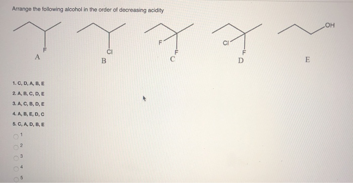 Solved Arrange the following alcohol in the order of | Chegg.com