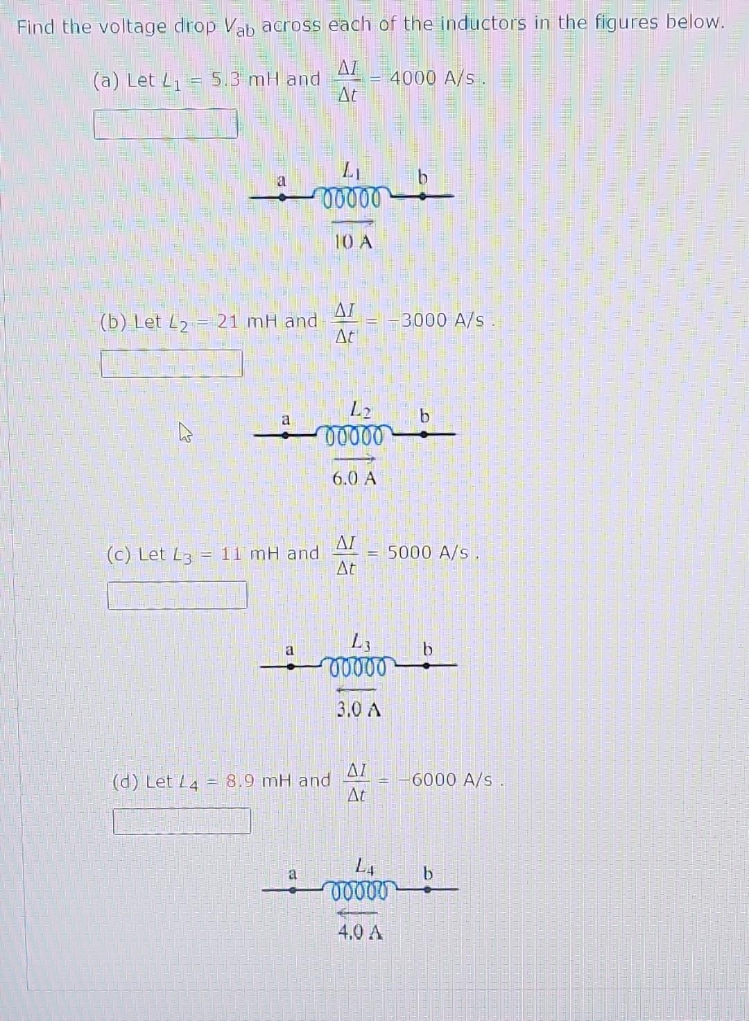 Solved Find the voltage drop Vab across each of the | Chegg.com