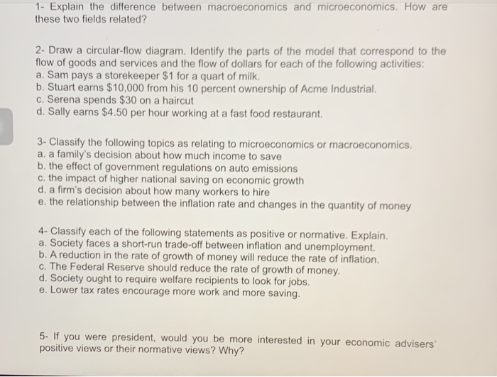 Solved 1- Explain the difference between macroeconomics and | Chegg.com
