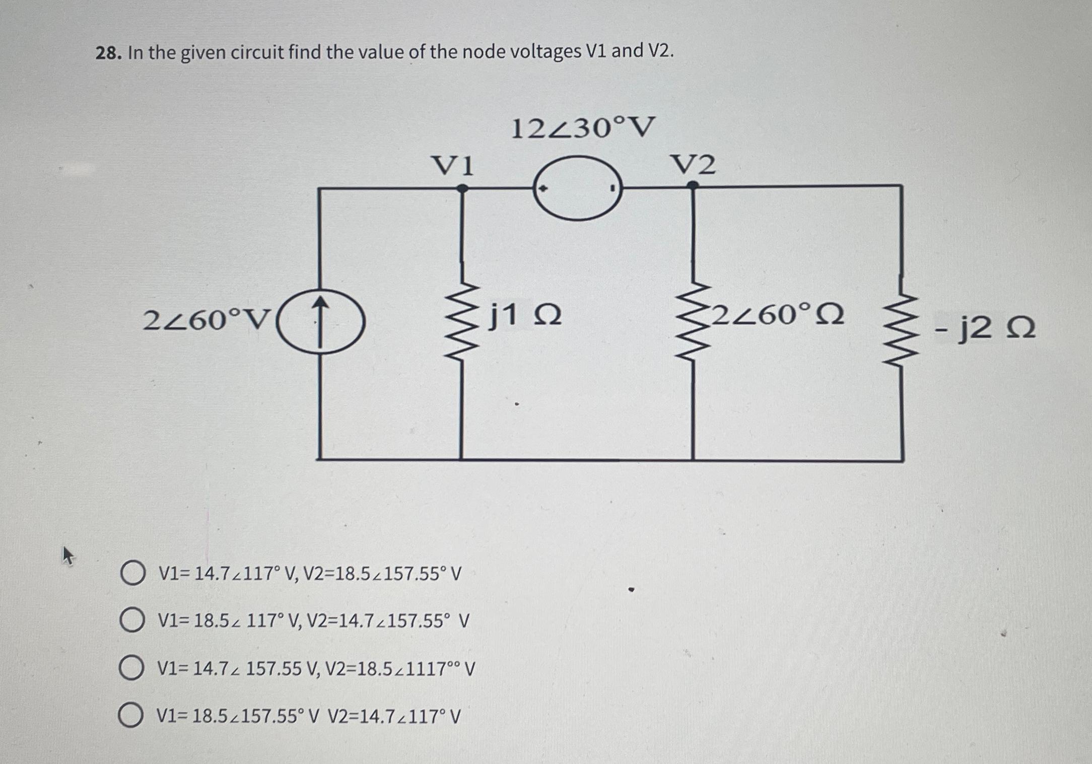 Solved In the given circuit find the value of the node | Chegg.com