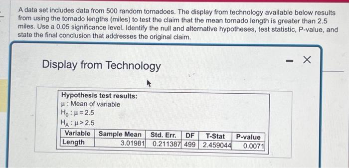 Solved A data set includes data from 500 random tornadoes. | Chegg.com